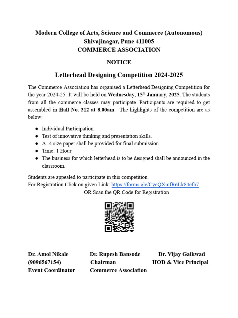 Letterhead Designing Competition 2024-25 Notice | PDF