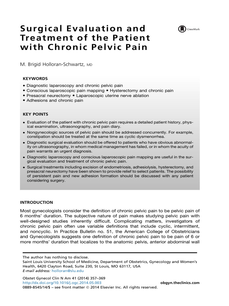 Chronic Pelvic Pain: Surgical Insights | PDF | Ovarian Cancer ...