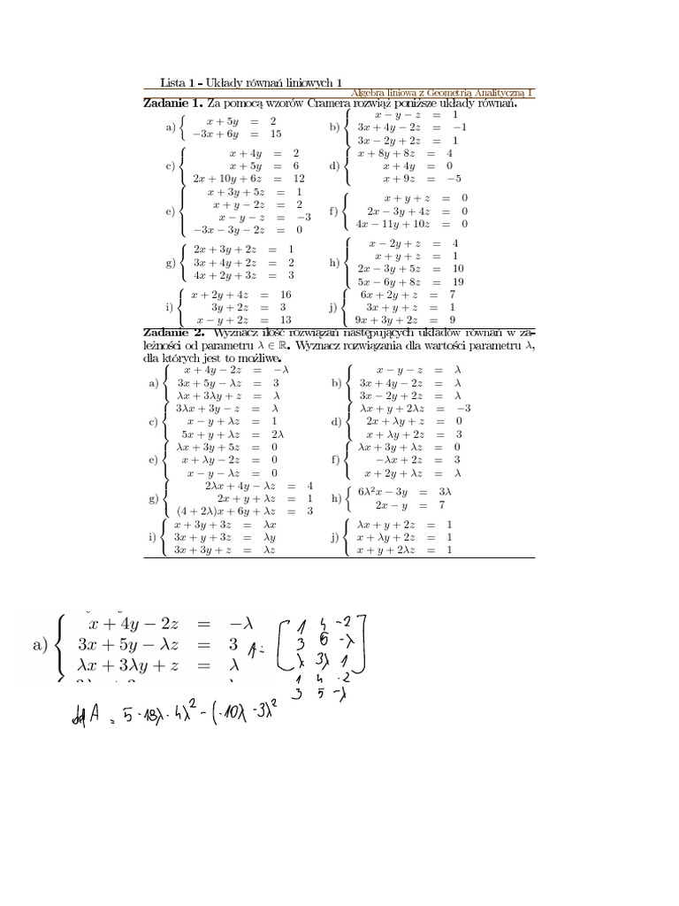 Wzory Cramera | PDF