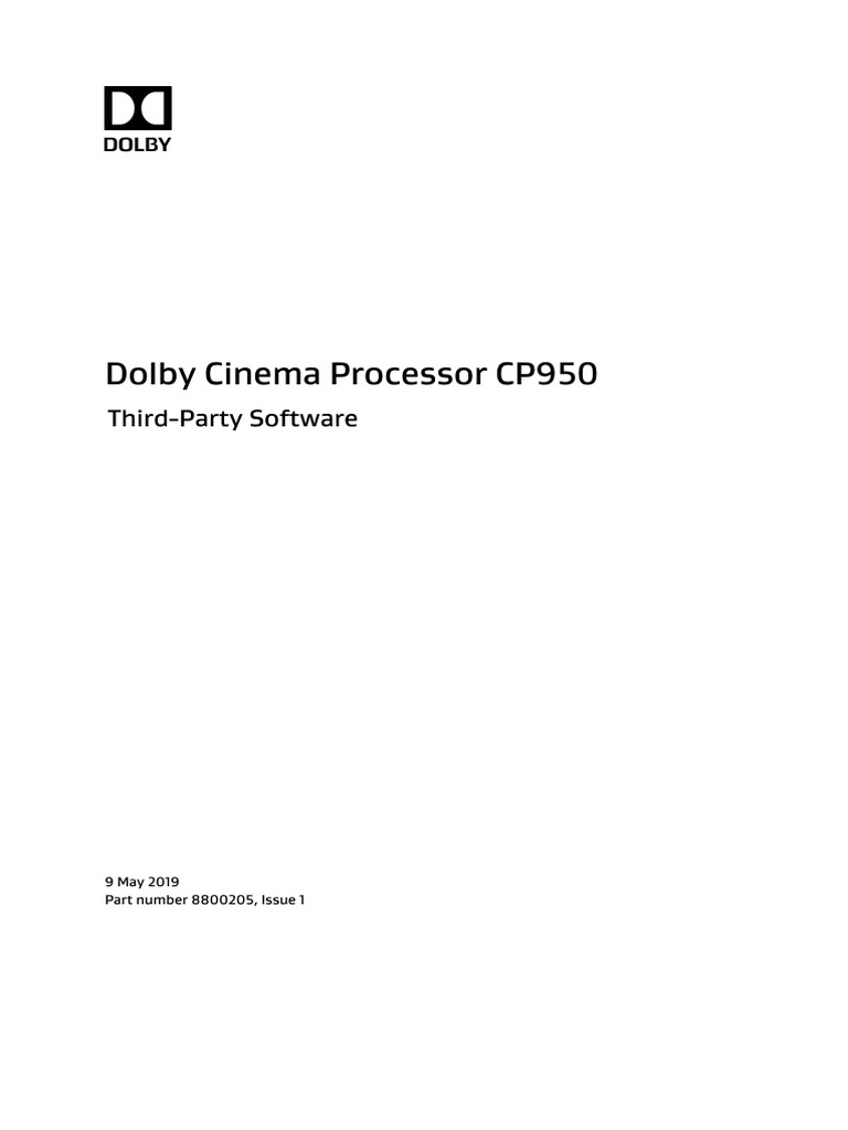 Dolby Cinema Processor CP950 Third Party Software | PDF | License ...