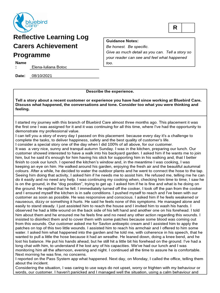 BBC Reflective Learning Log - New | PDF | Experience