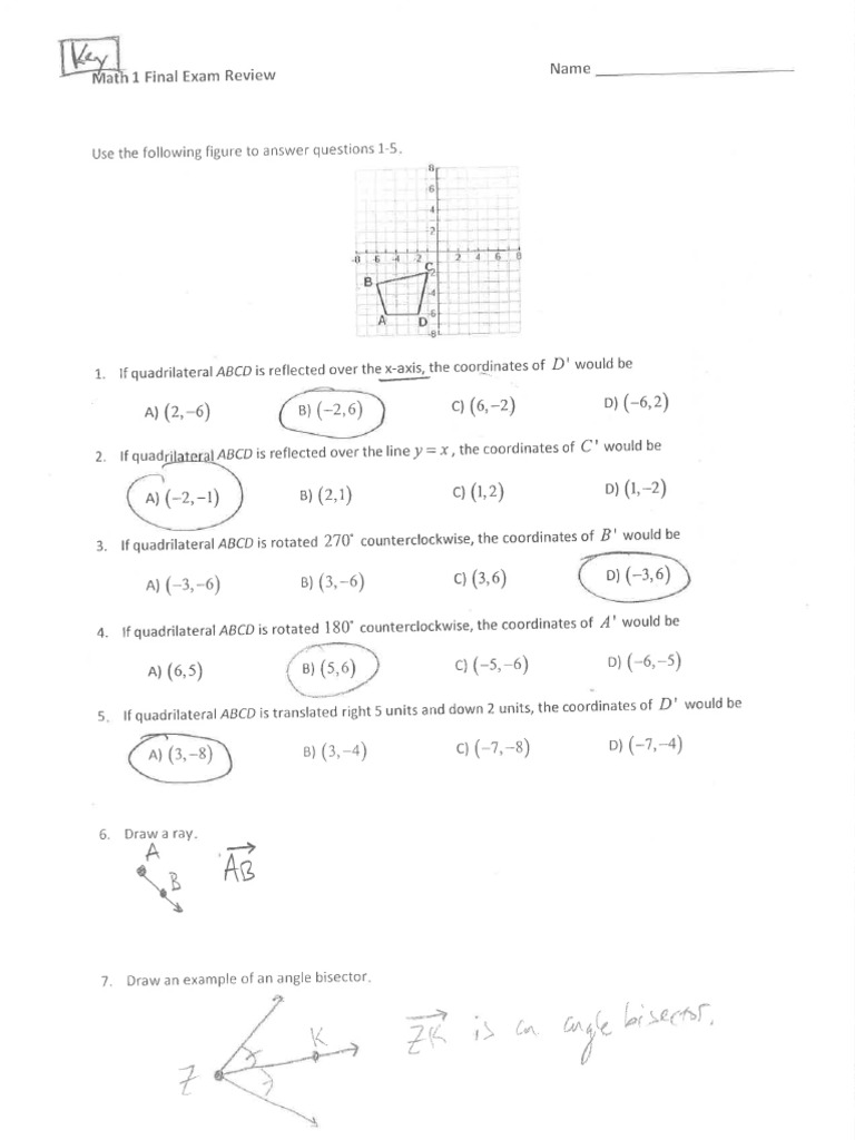 Math 1 Final Exam Review ANSWERS2 | PDF