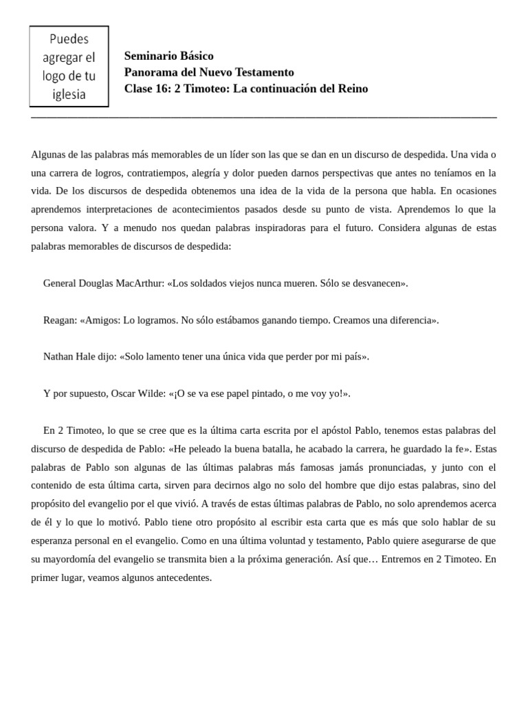 16.-2-Timoteo-Manuscrito | PDF | Pablo el apóstol | Jesús