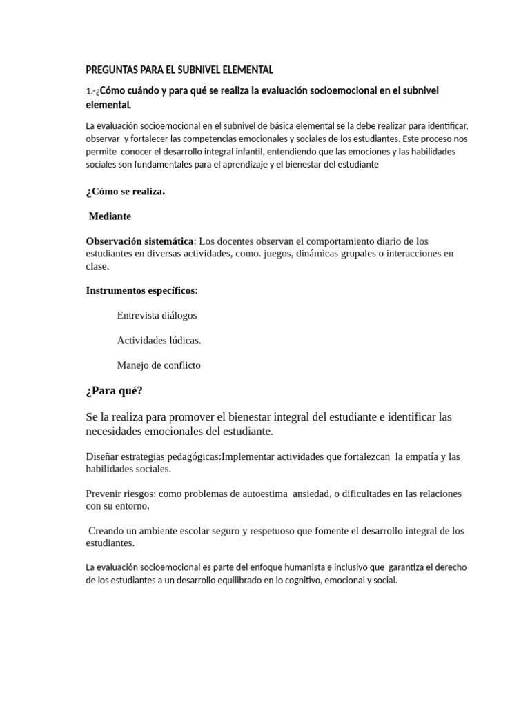 Evaluación Socioemocional en Educación Elemental | PDF | Las emociones ...