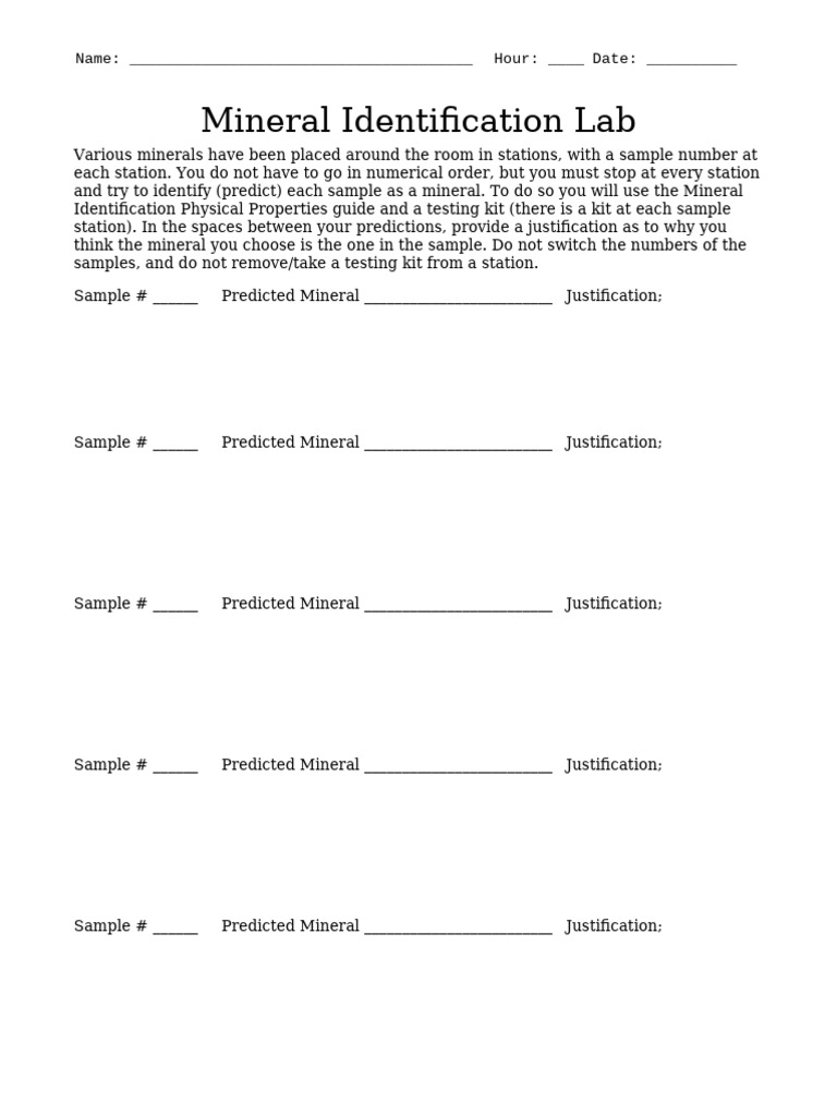 Mineral Identification Lab | PDF