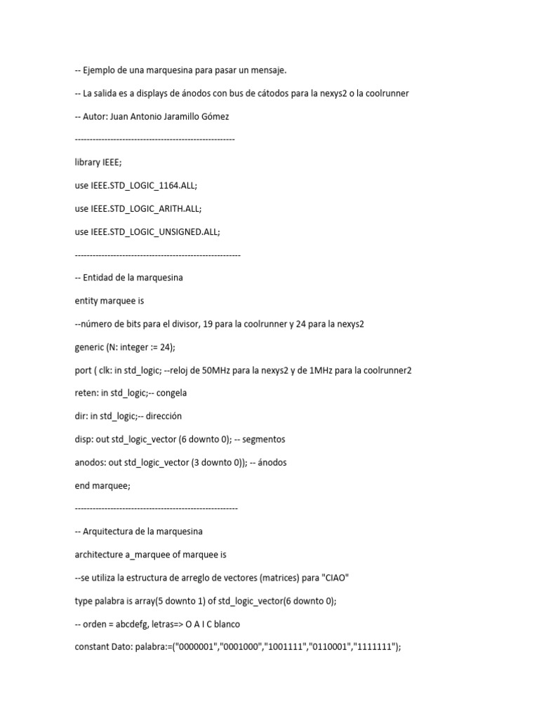 Ejemplo de Una Marquesina Para Pasar Un Mensaje | PDF | Programación de computadoras