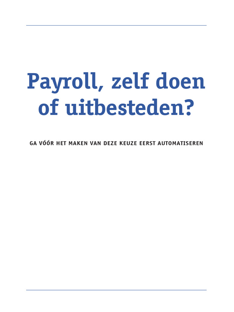 AFAS Whitepaper - Payroll Zelf Doen of Uitbesteden | PDF