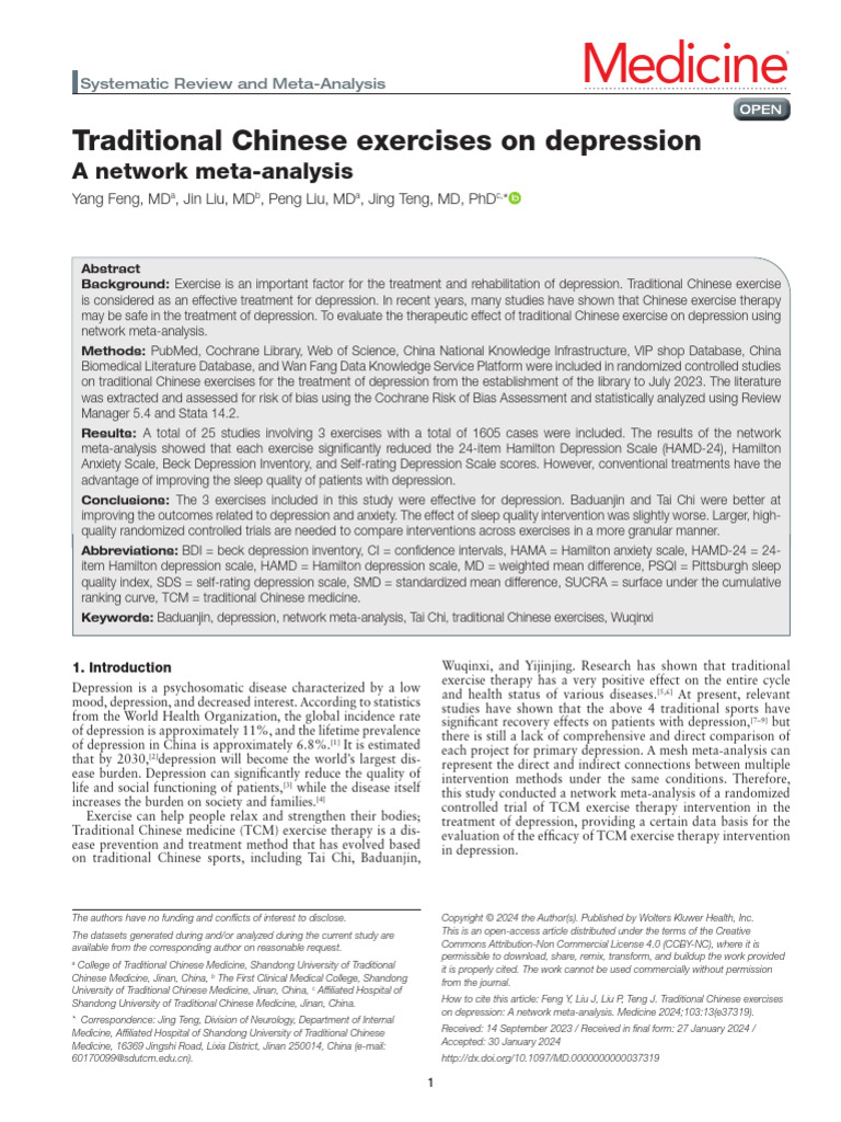 Traditional Chinese Exercises On Depression | PDF | Major Depressive ...
