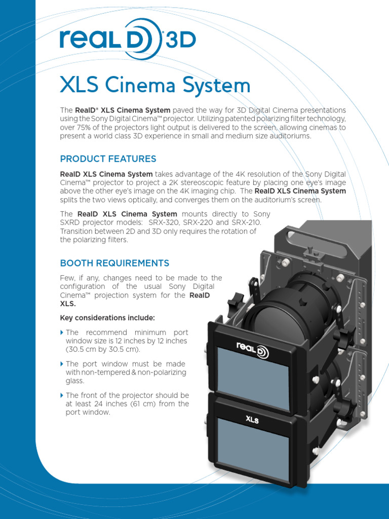 RealD XLS Cinema System Overview | PDF | 3 D Film | Movie Theater