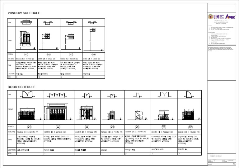 DOOR AND WINDOW SCHEDULE | PDF