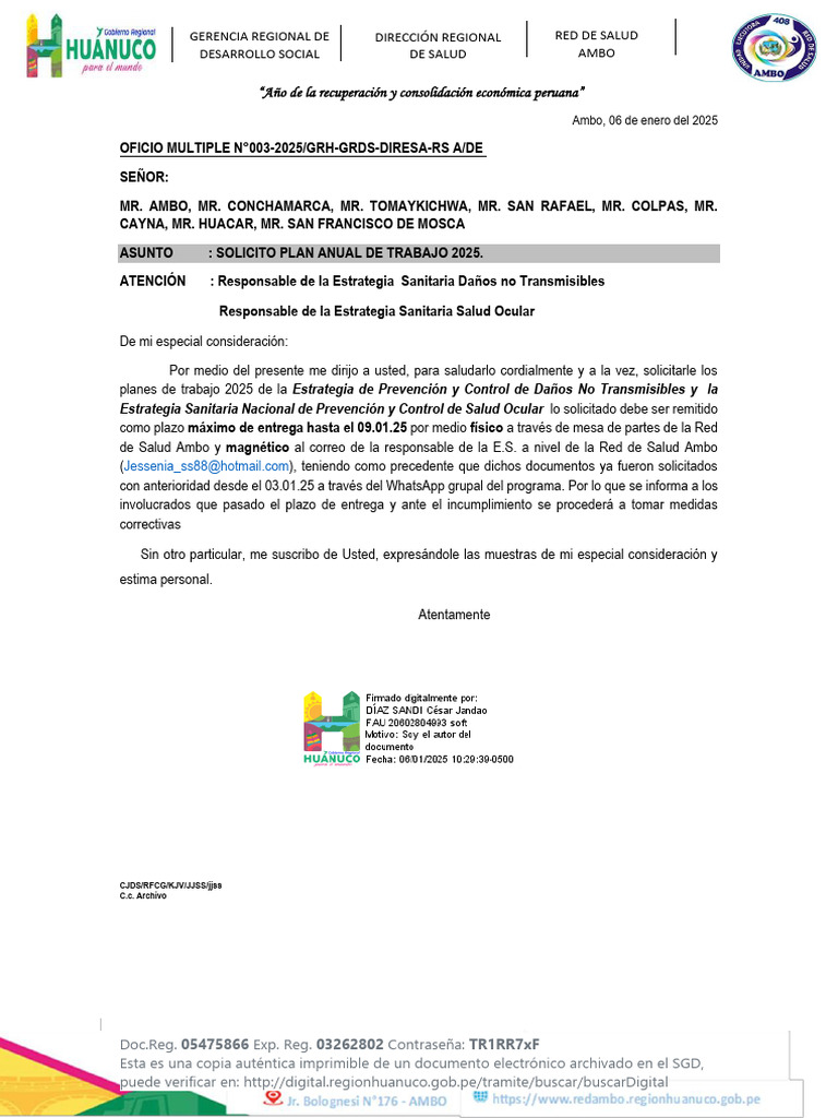 Oficio Multiple 003 | PDF