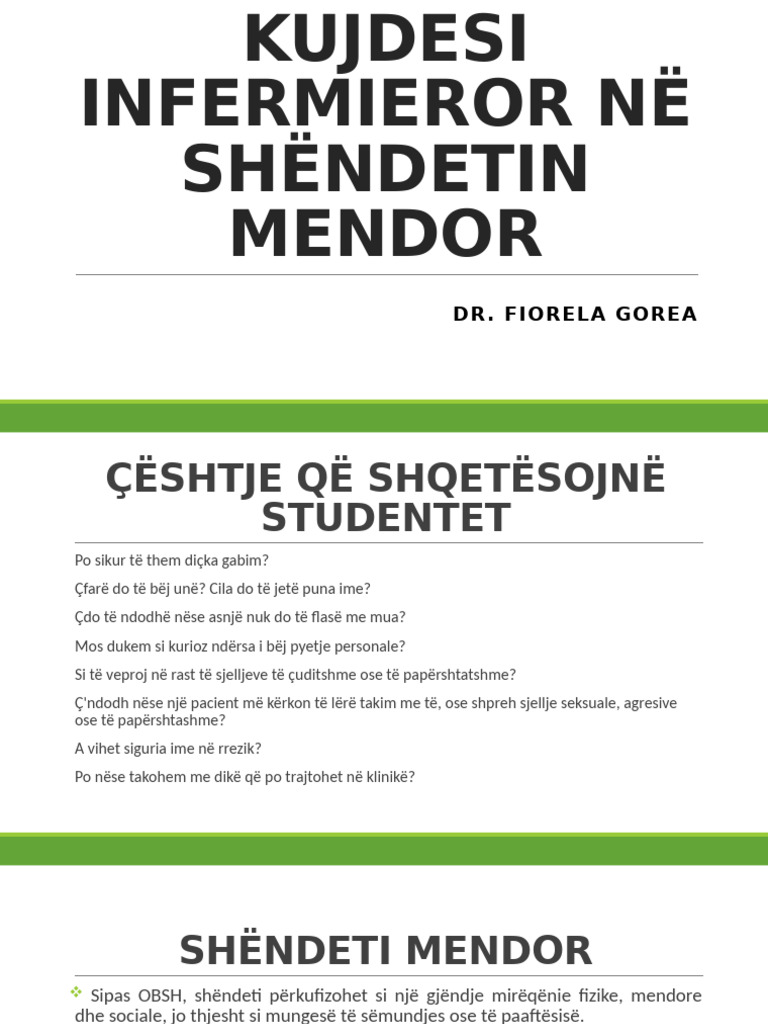 Kujdesi Infermieror Nã Shã Ndetin Mendor | PDF
