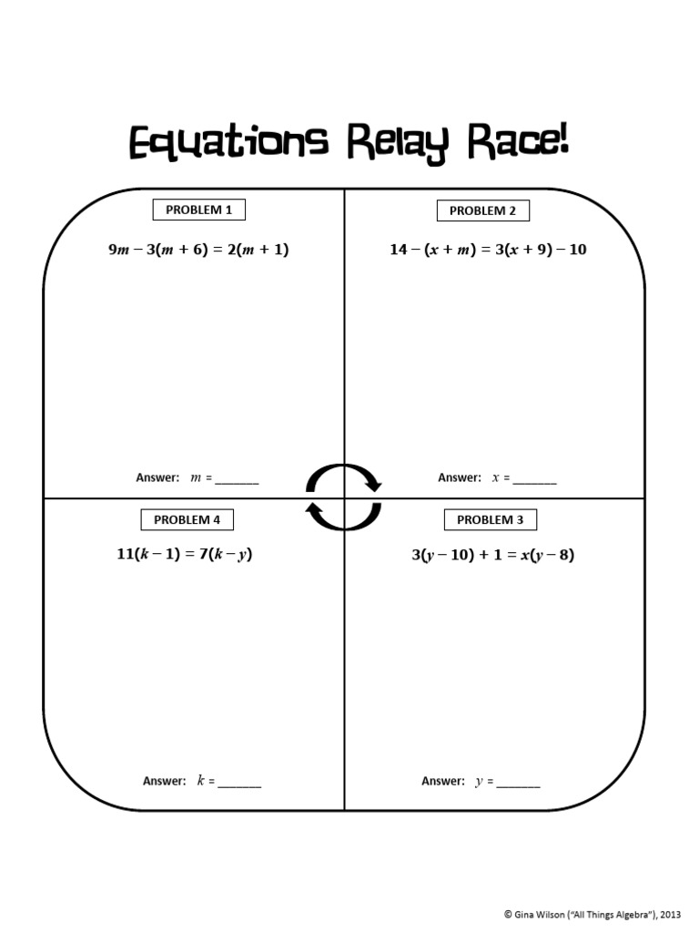 MultiStepEquationsRelayRaceActivity (Dragged) | PDF