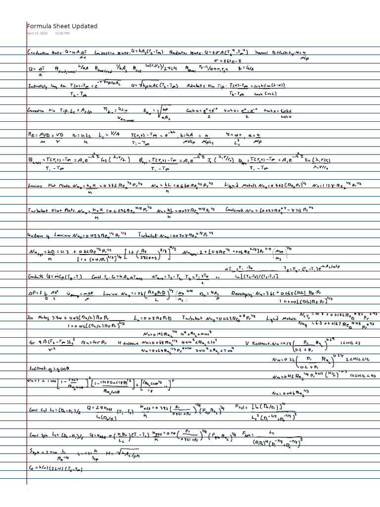 Formula Sheet Updated | PDF
