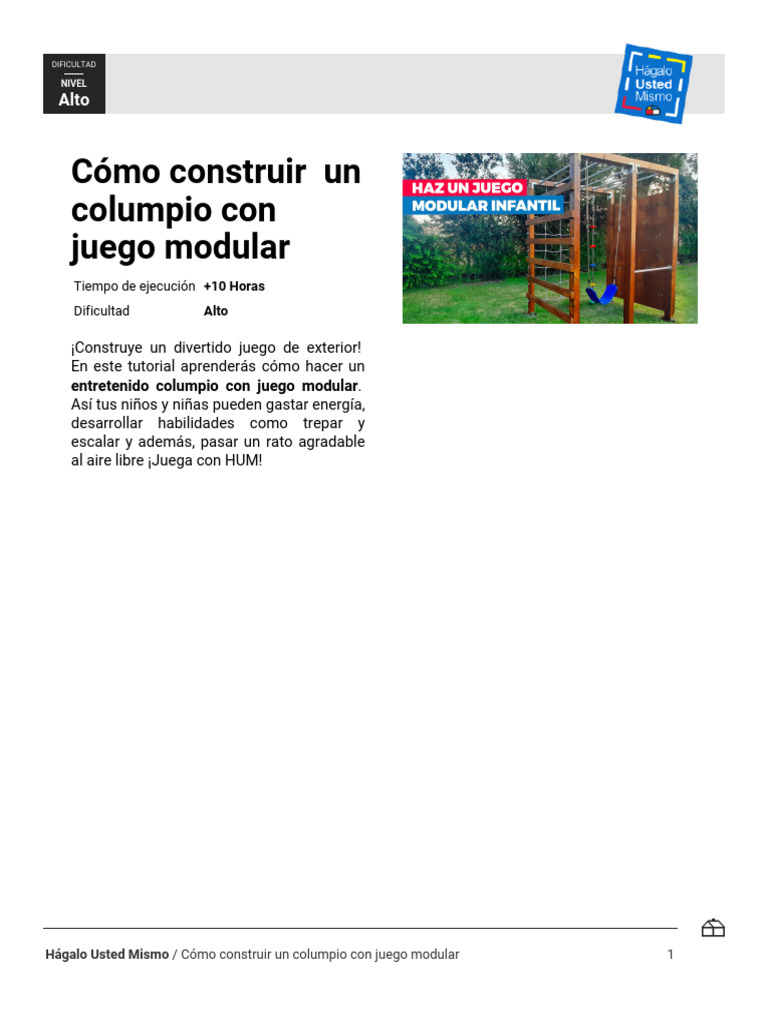 Como Construir Un Columpio Con Juego Modular | PDF