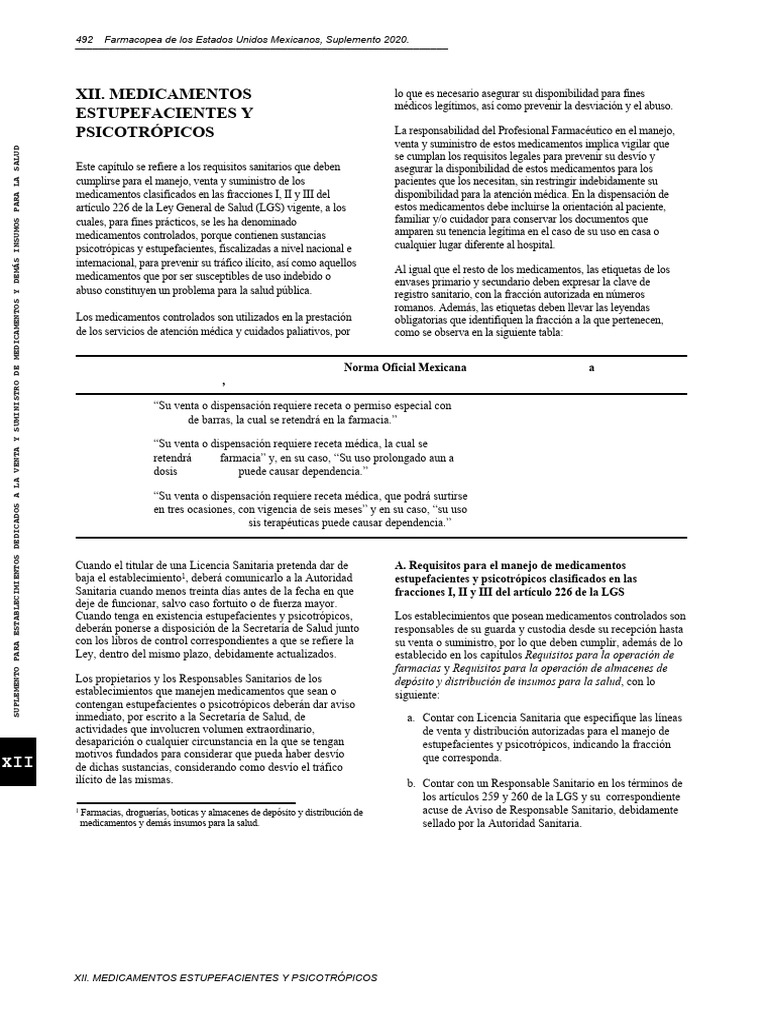 Manejo de Estupefacientes y Psicotrópicos | PDF | Farmacia ...