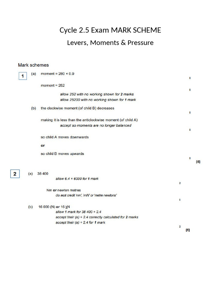 Cycle 2.5 Science Mark Scheme | PDF