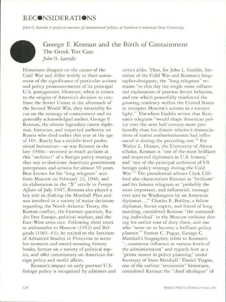 George F Kennan and The Birth of Containment | PDF | Containment ...