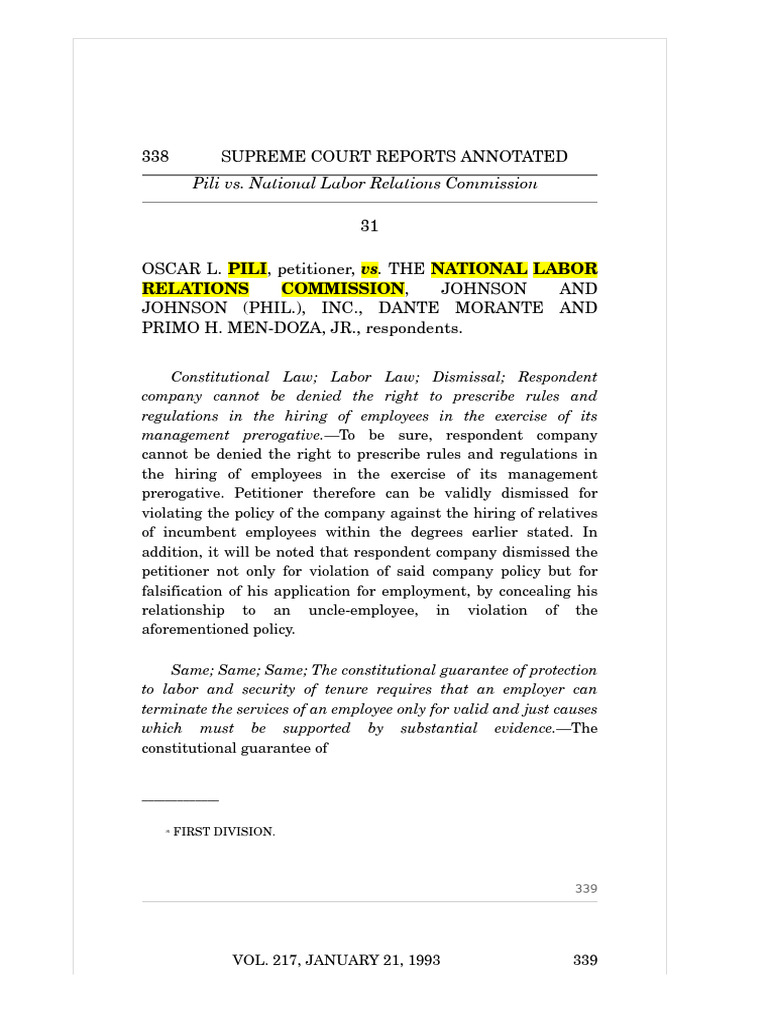 29 Pili Vs National Labor Commission Relations | PDF | Employment ...