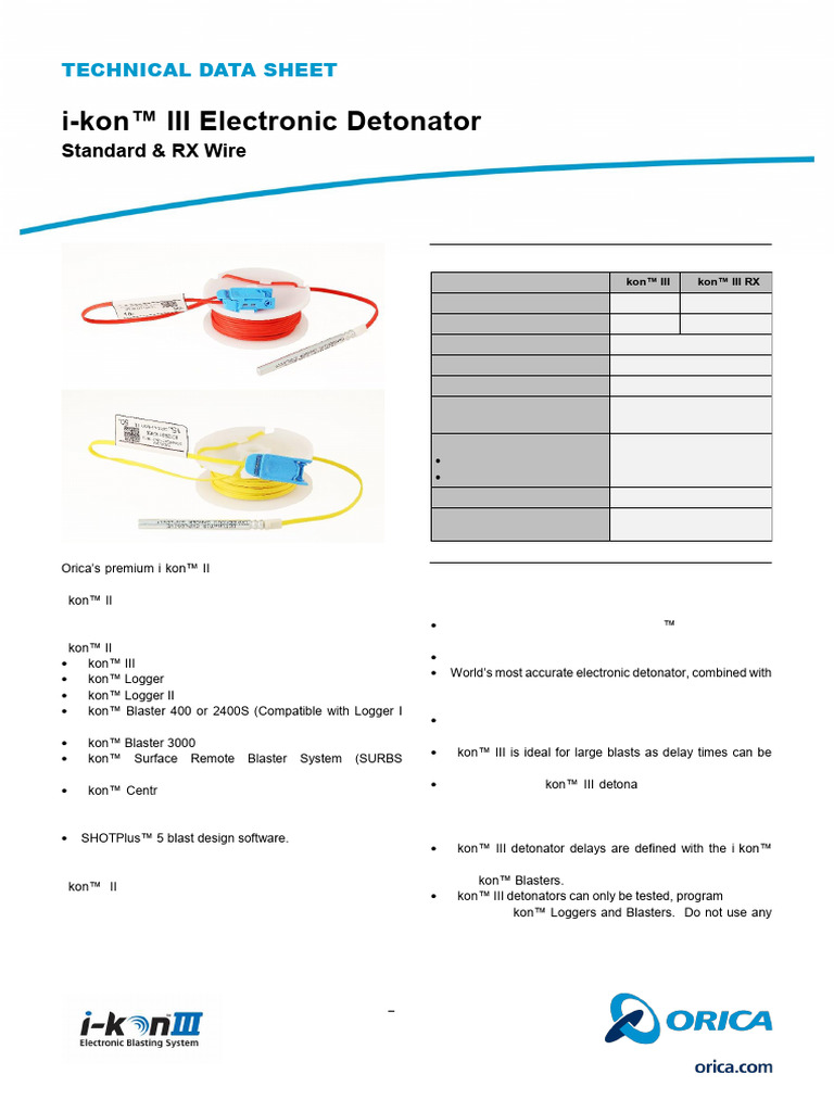 TDS ikonIII Electronic Detonator V2.1 English - 2 | PDF | Manufactured Goods | Electricity