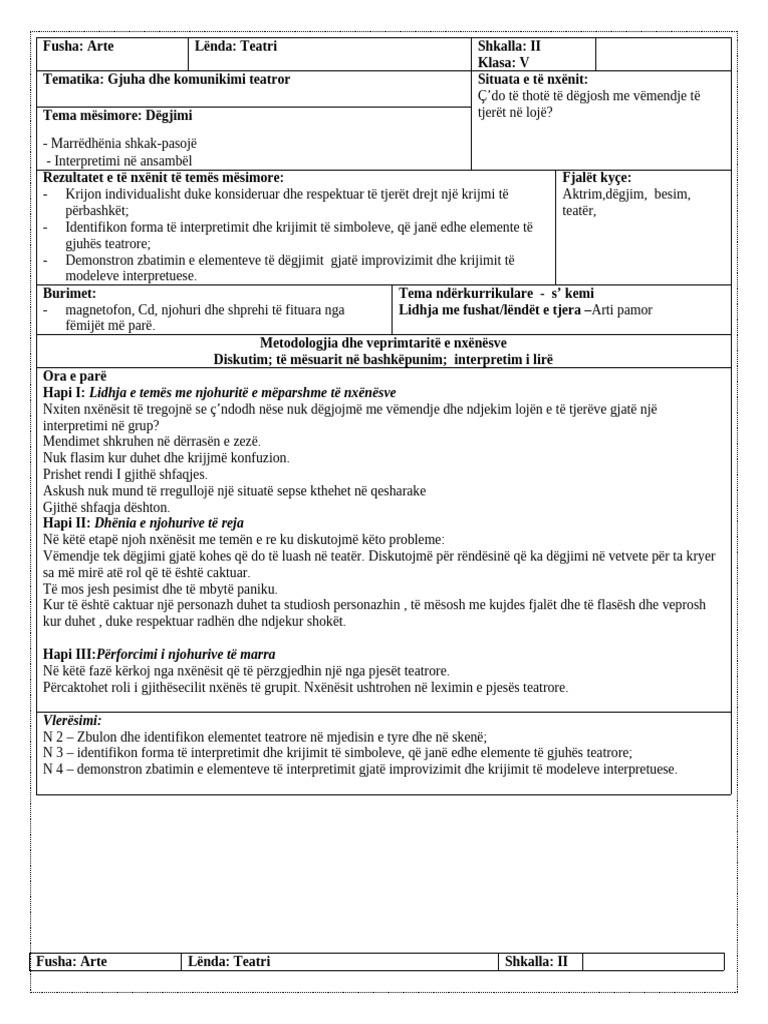 Ditare-Teatër 5, Periudha 2 | PDF