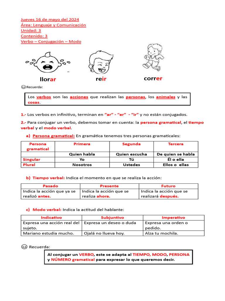 El Verbo - Conjugación - Modo | PDF