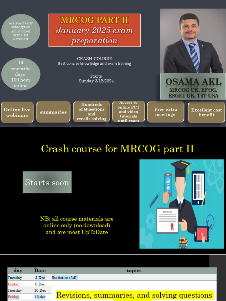 New Crash Course MRCOG II Jan 2025 Exam | PDF