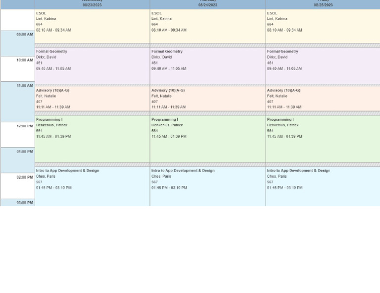 Timetable - Copy (2) | PDF