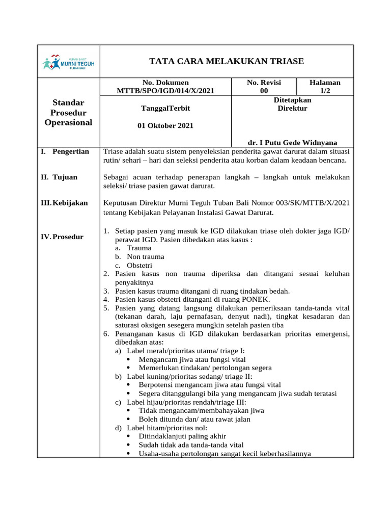 Tata Cara Melakukan Triase | PDF