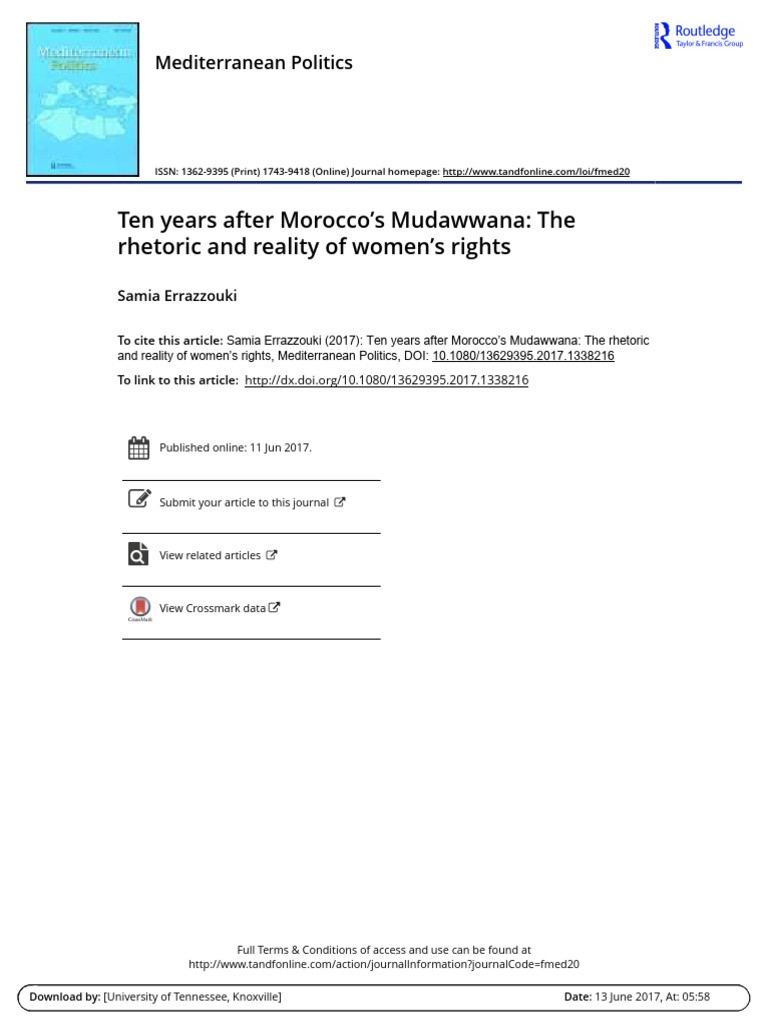 Ten Years After Moroccos Mudawwana The r-54681158 | PDF | Feminism ...