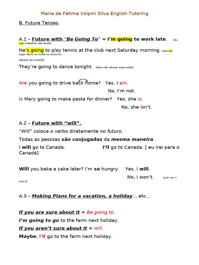 C) Future Tenses | PDF | Linguistics | Language Mechanics