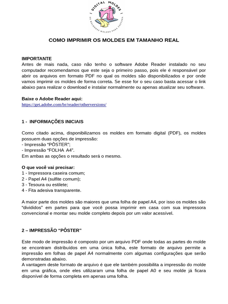 Imprimindo Corretamente Meus Moldes Digitais | PDF | Impressão | Papel