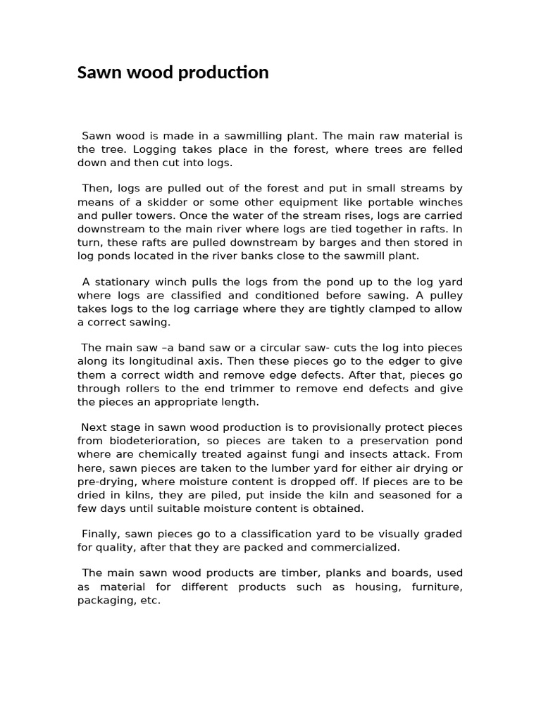 Sawn Wood Production Process | PDF | Lumber | Timber Industry
