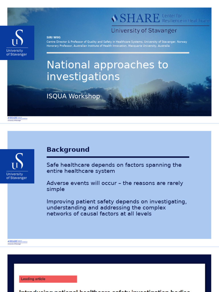ISQUA Workshop National Approaches To Inviestigations ISQUA | PDF ...
