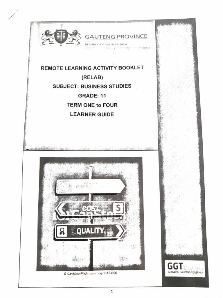 Business Studies Grade 11 Booklet Term 1 | PDF
