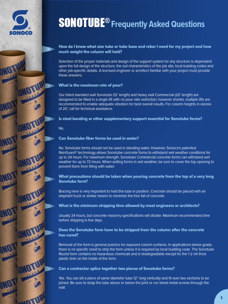 Sonotube FAQ Final | PDF | Concrete | Masonry