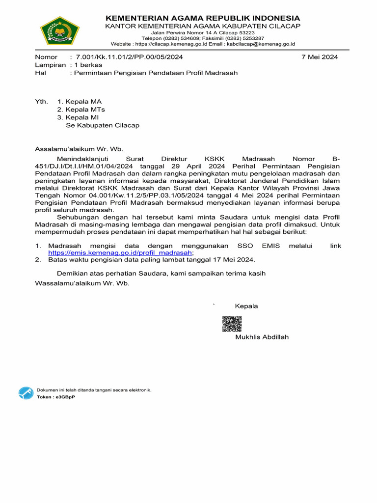 Profil Data Madrasah | PDF