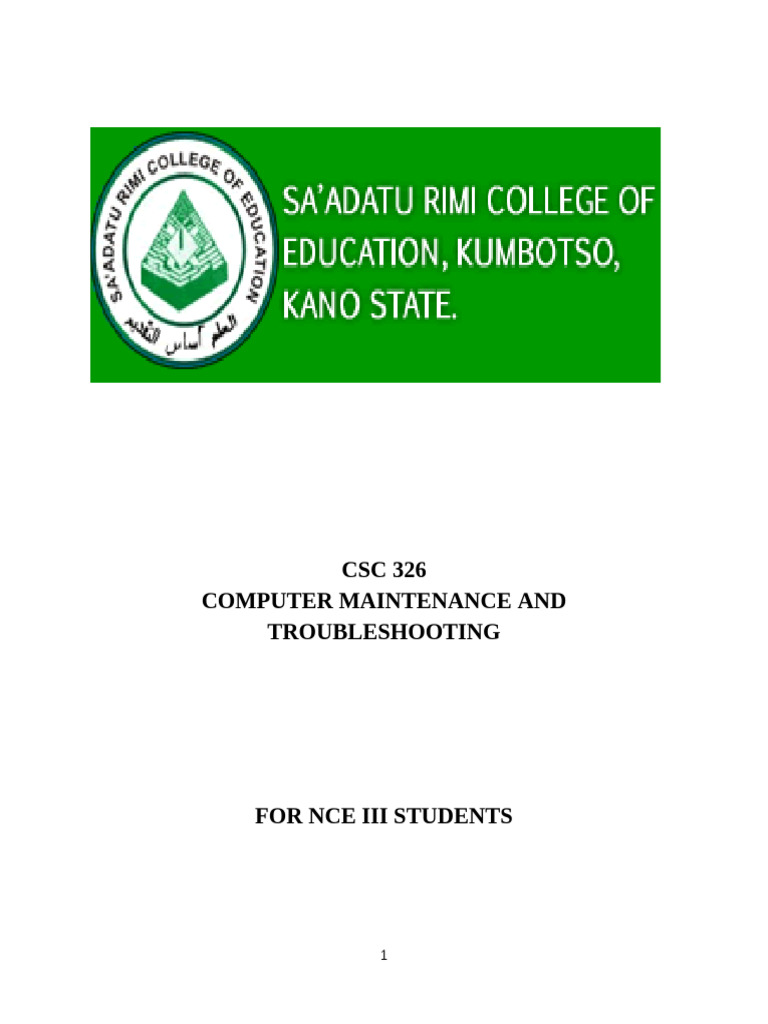 Troble Shootcsc 326 Lecture Note Edit | PDF | Random Access Memory | Input/Output