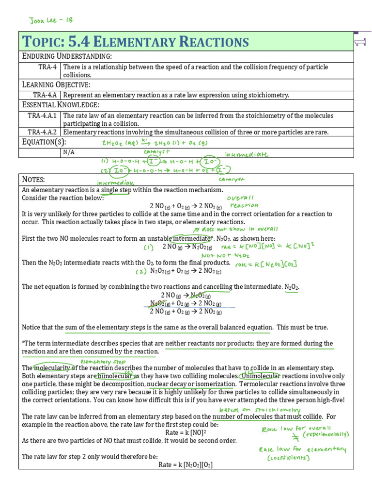 Understanding Elementary Reactions | PDF | Reaction Rate | Chemical ...