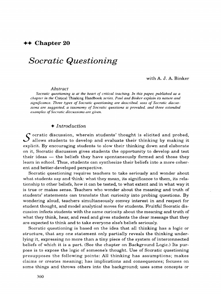 Socratic Questioning | PDF | Thought | Reason