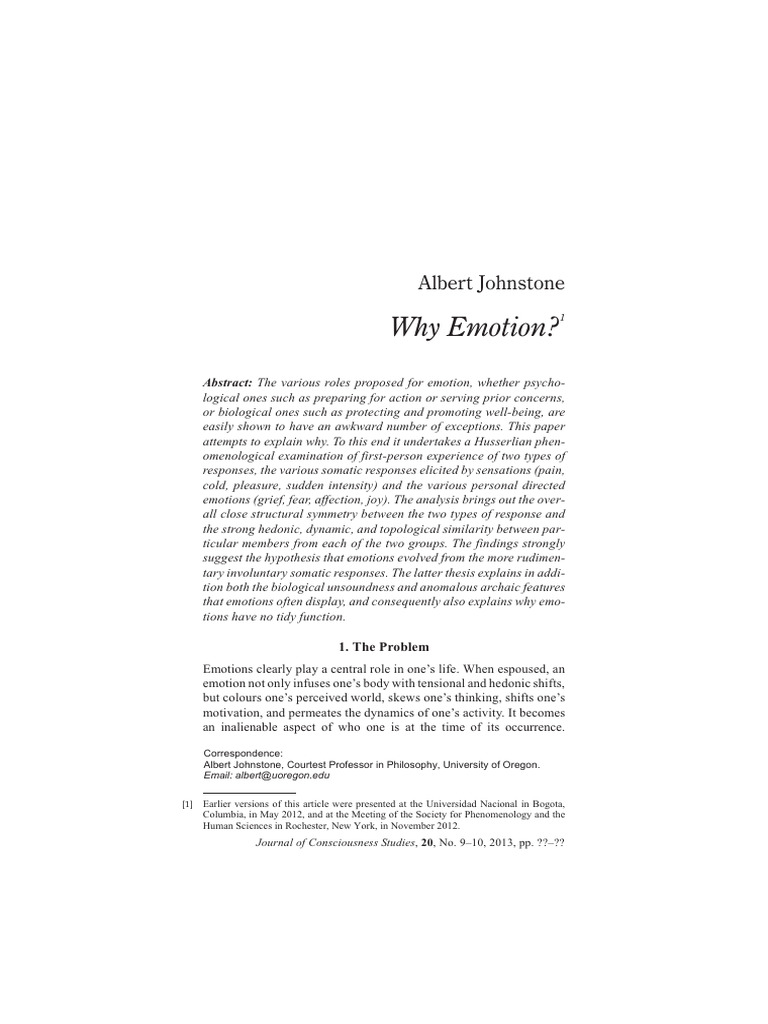 Evolutionary Origins of Emotions | PDF | Emotions | Experience