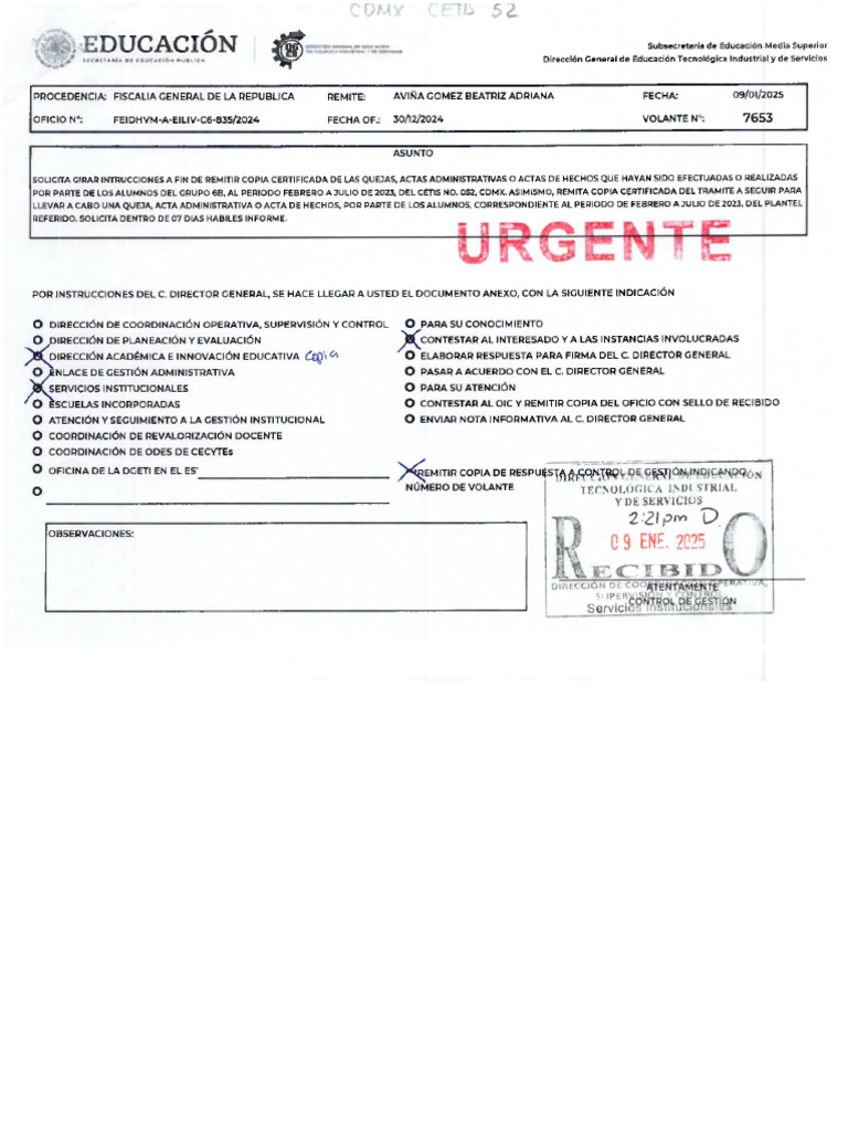 Solicita Información Del Caso Uriel Adán Nicasio Nicasio CETIS No. 52 (3) | PDF