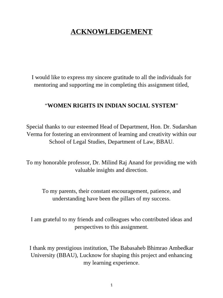 English Assignment Women Rights Bba LLB Sem 1 | PDF | Sharia | Woman