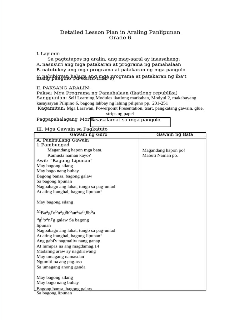 PDF Detailed Lesson Plan in Araling Panlipunan Grade 6 | PDF