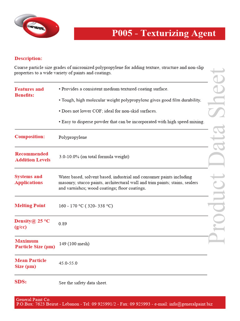 P005 - Texturizing Agent: Description | PDF