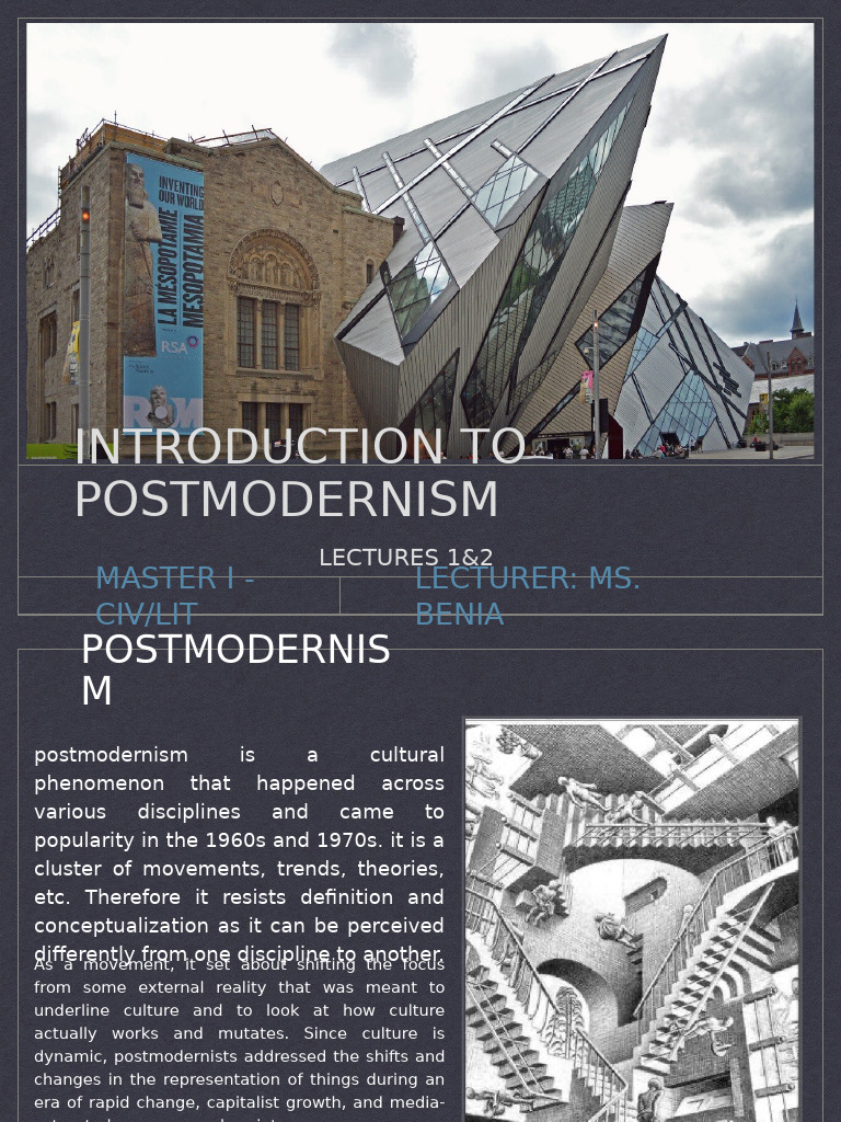 Lecture 12 Postmodernism PPSX | PDF | Postmodernism | Postmodern Literature