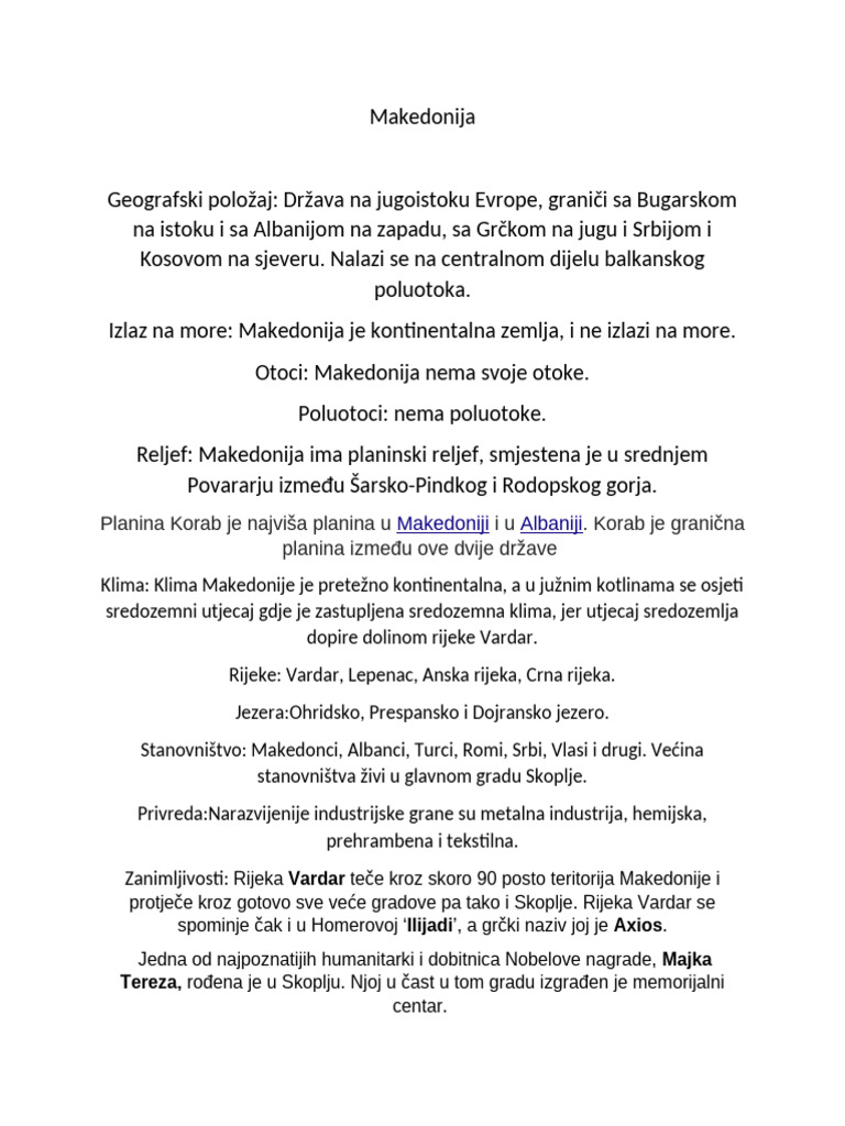 Makedonija Geografija | PDF