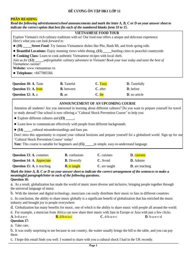 E11 ĐỀ CƯƠNG ÔN TẬP HK I. Keys | PDF | Healthy Diet | Popular Culture & Media Studies