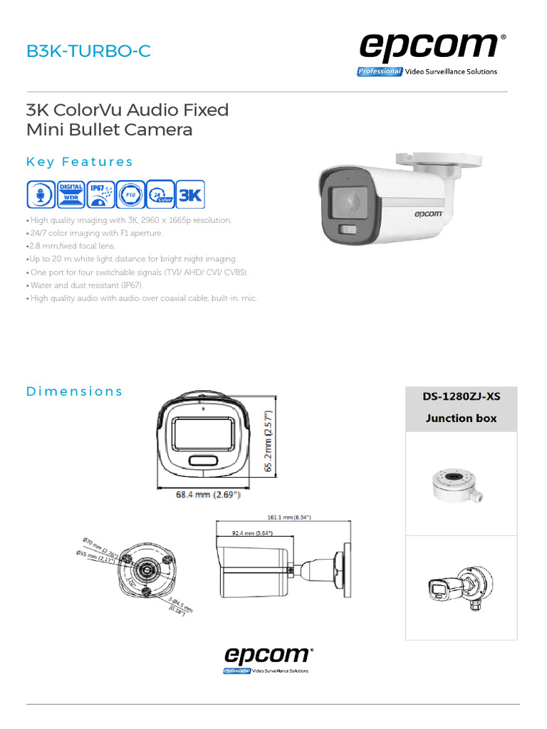 Especificaciones Tecnicas B3K TURBO C | PDF | Camera Lens | Field Of View