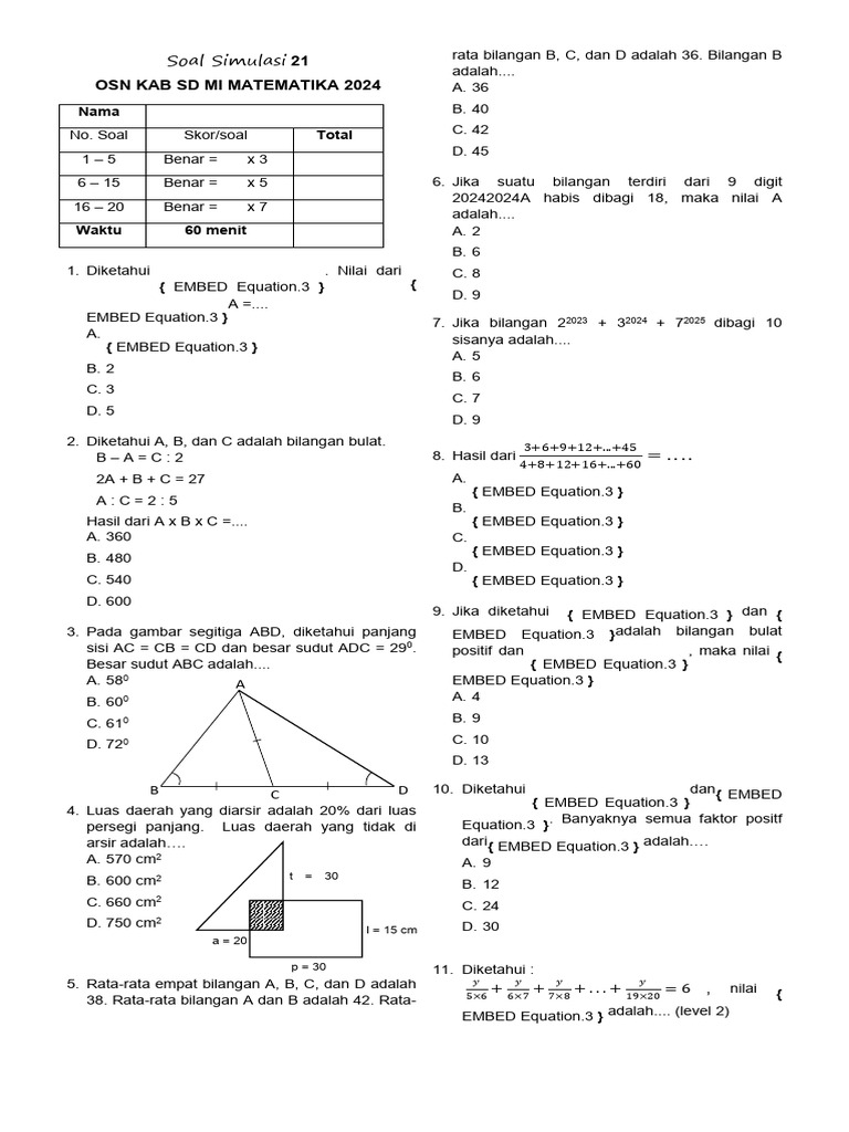 SOAL SIMULASI 21 OSN-K | PDF